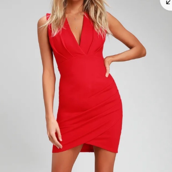Lulus | Dresses | Lulus Red Cocktail Hour Wrap Dress Perfect Condition ...
